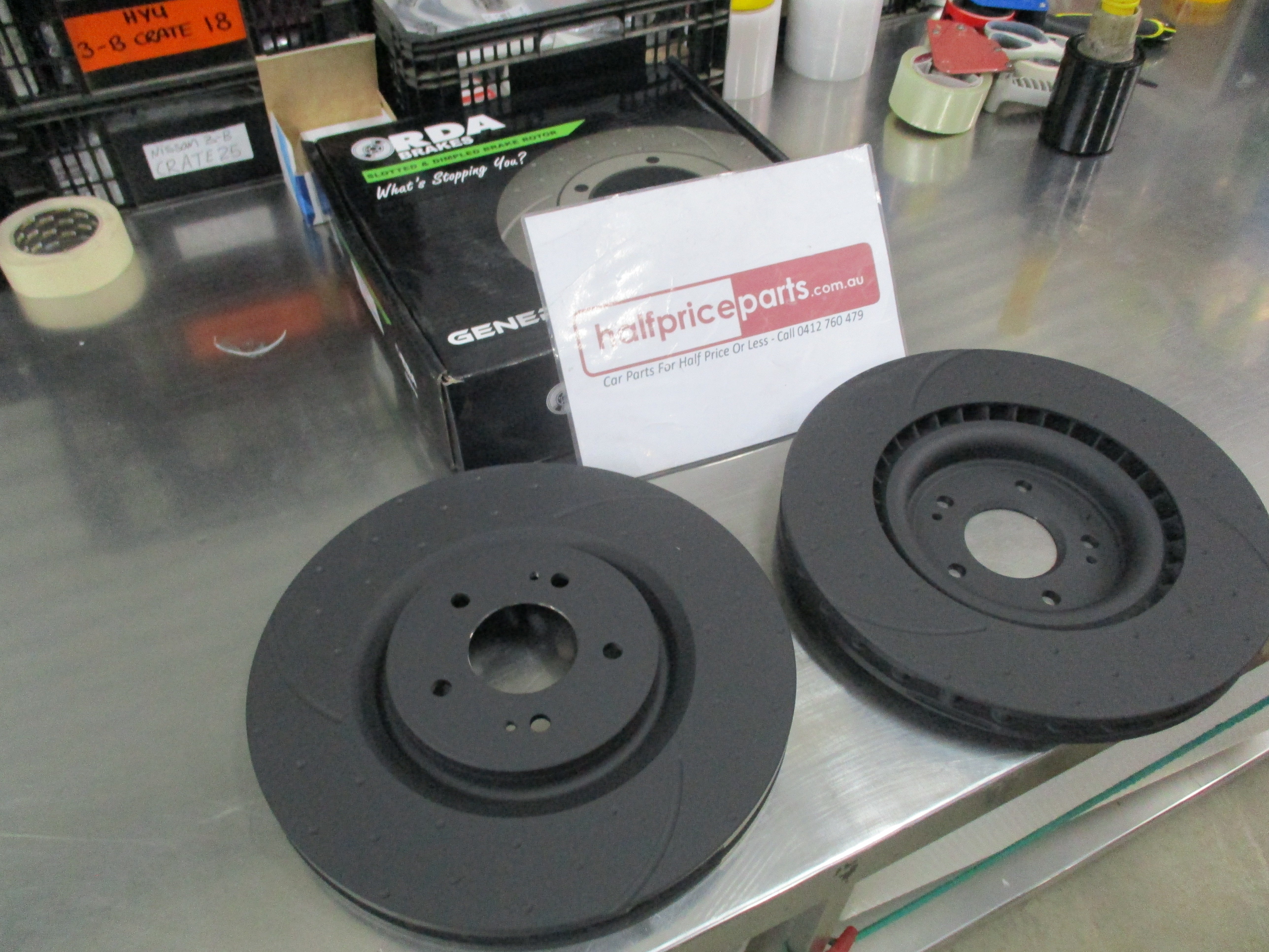 RDA Slotted & Dimpled Front Disc Rotors (Pair) To Suit Mitsubishi Evo ...