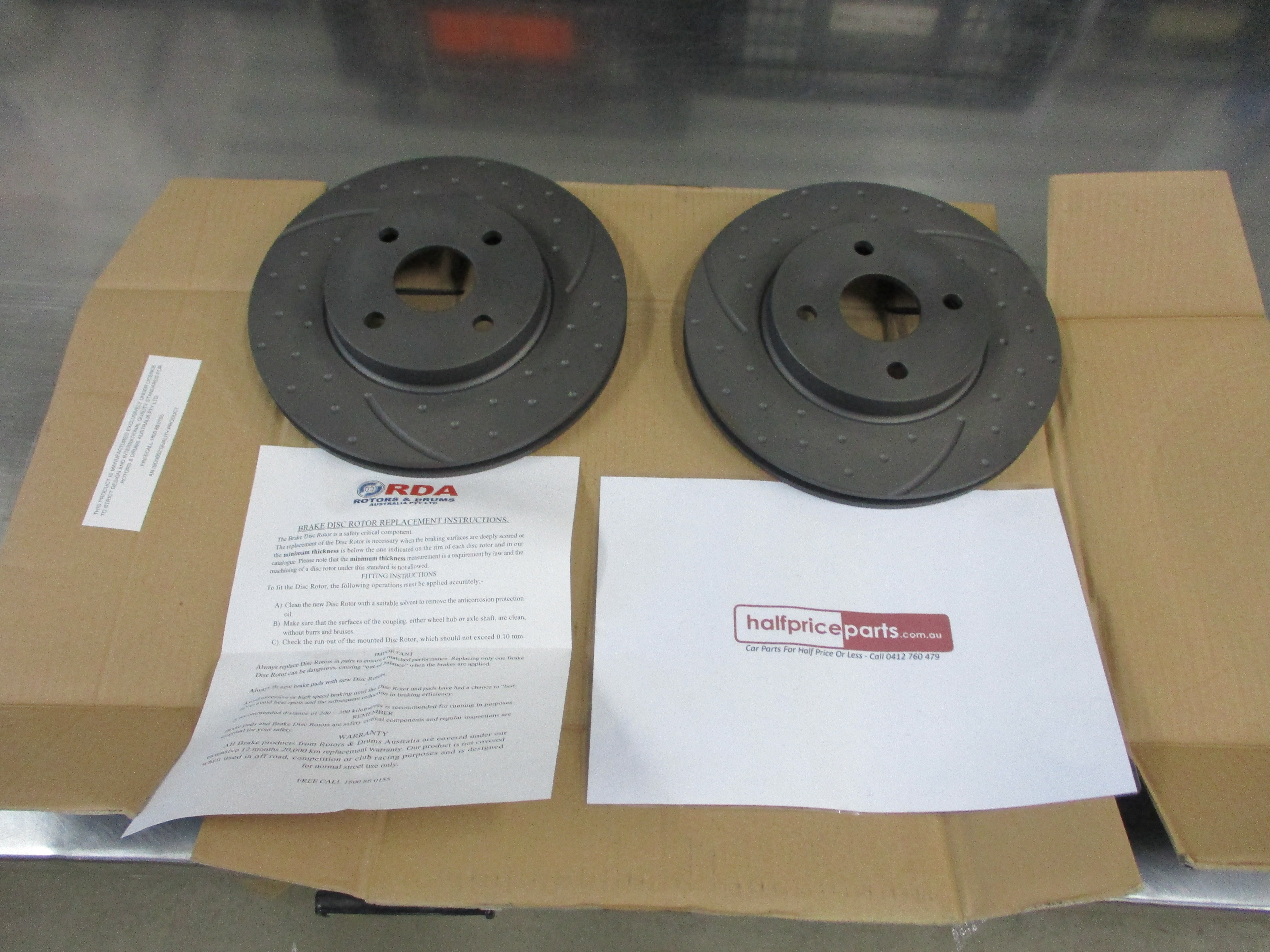 RDA Front Disc Rotor (Pair) Drilled-Slotted Suits Mazda 2 DY 1.5Ltr Ne ...
