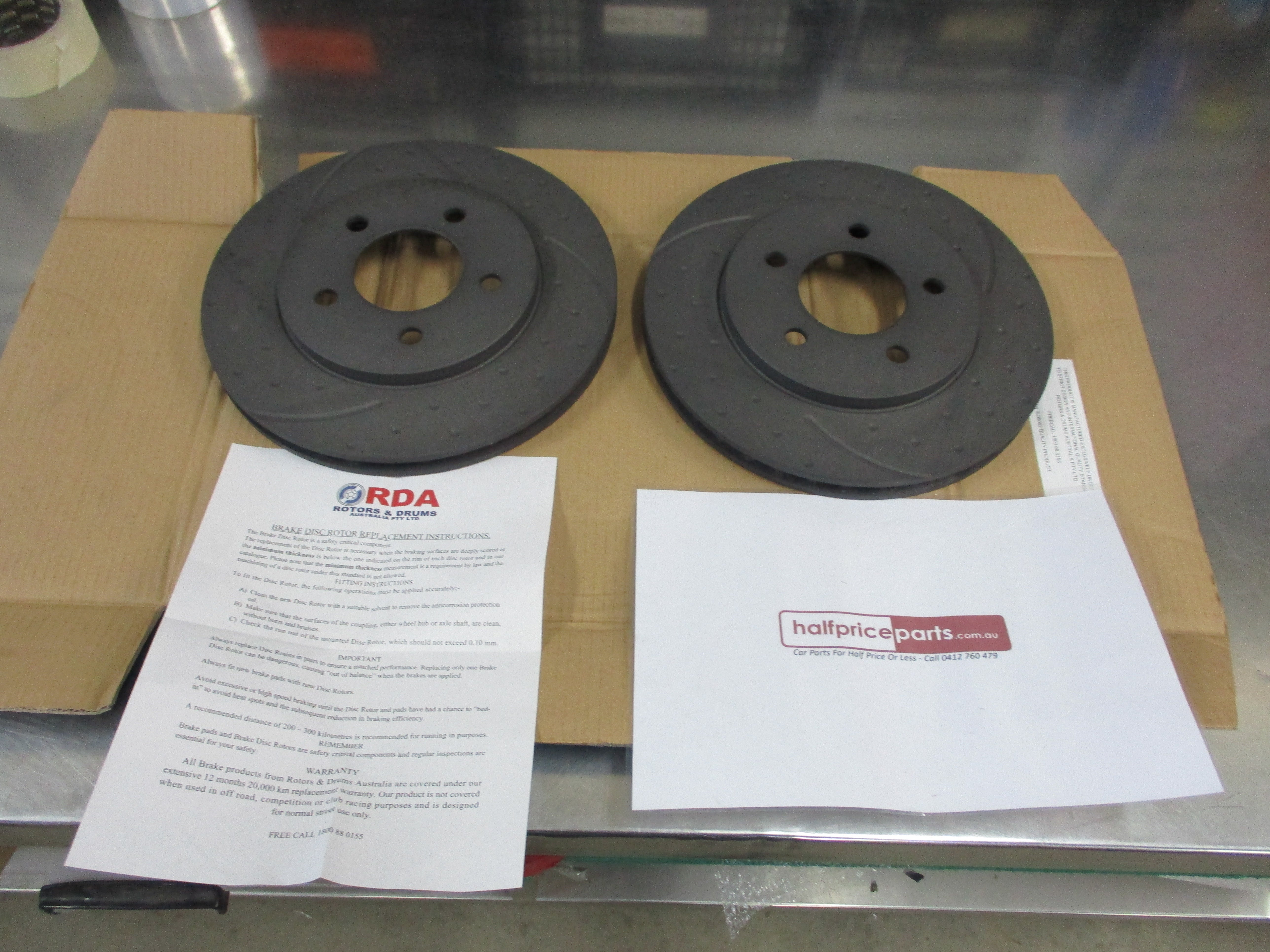 RDA Front Disc Rotors (Pair) Slotted-Dimpled Suits Chrysler Voyager Ne ...