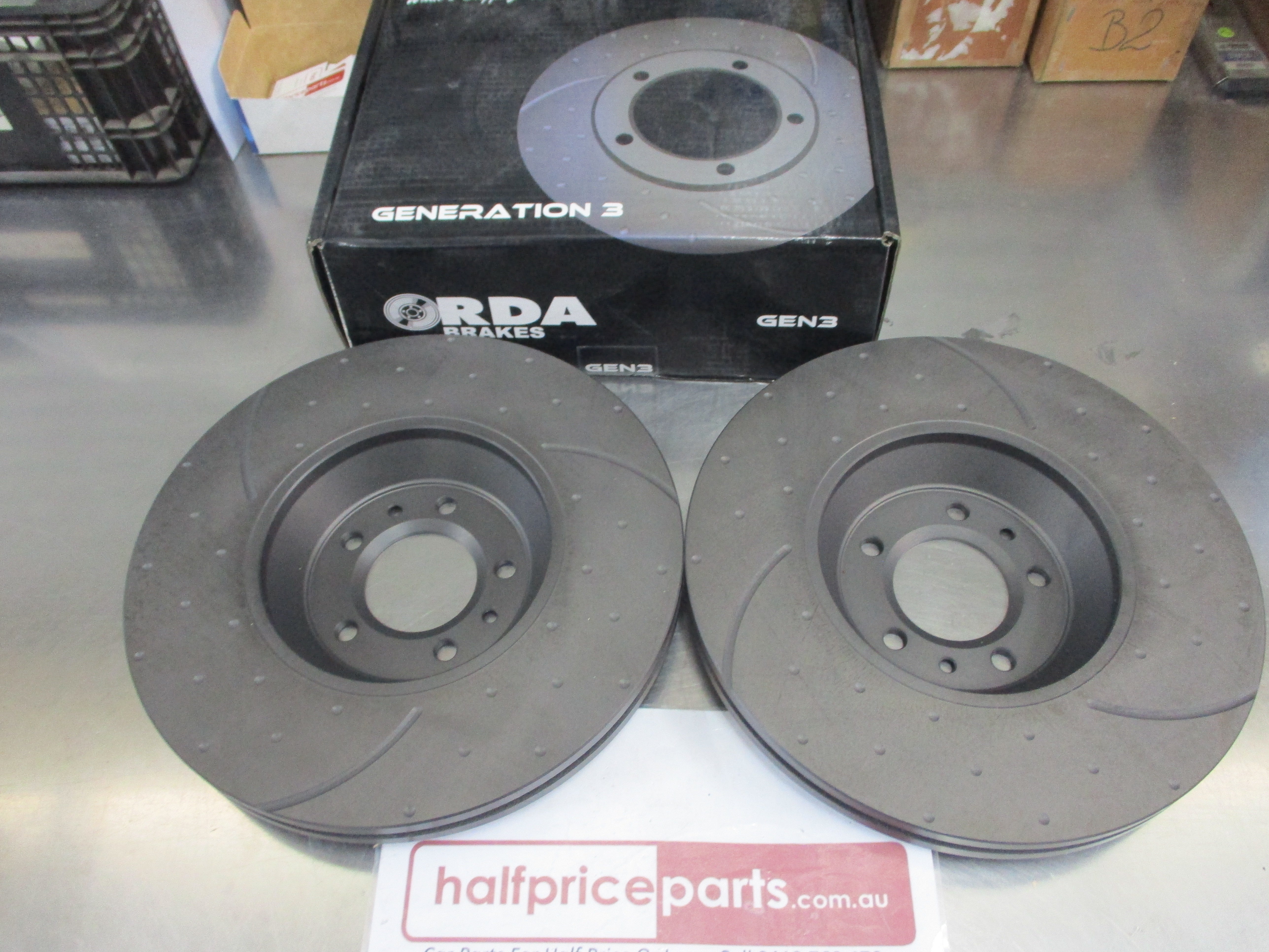 RDA Front Disc Rotors (Pair) Slotted-Dimpled Suits Peugeot 407 2.2Ltr ...