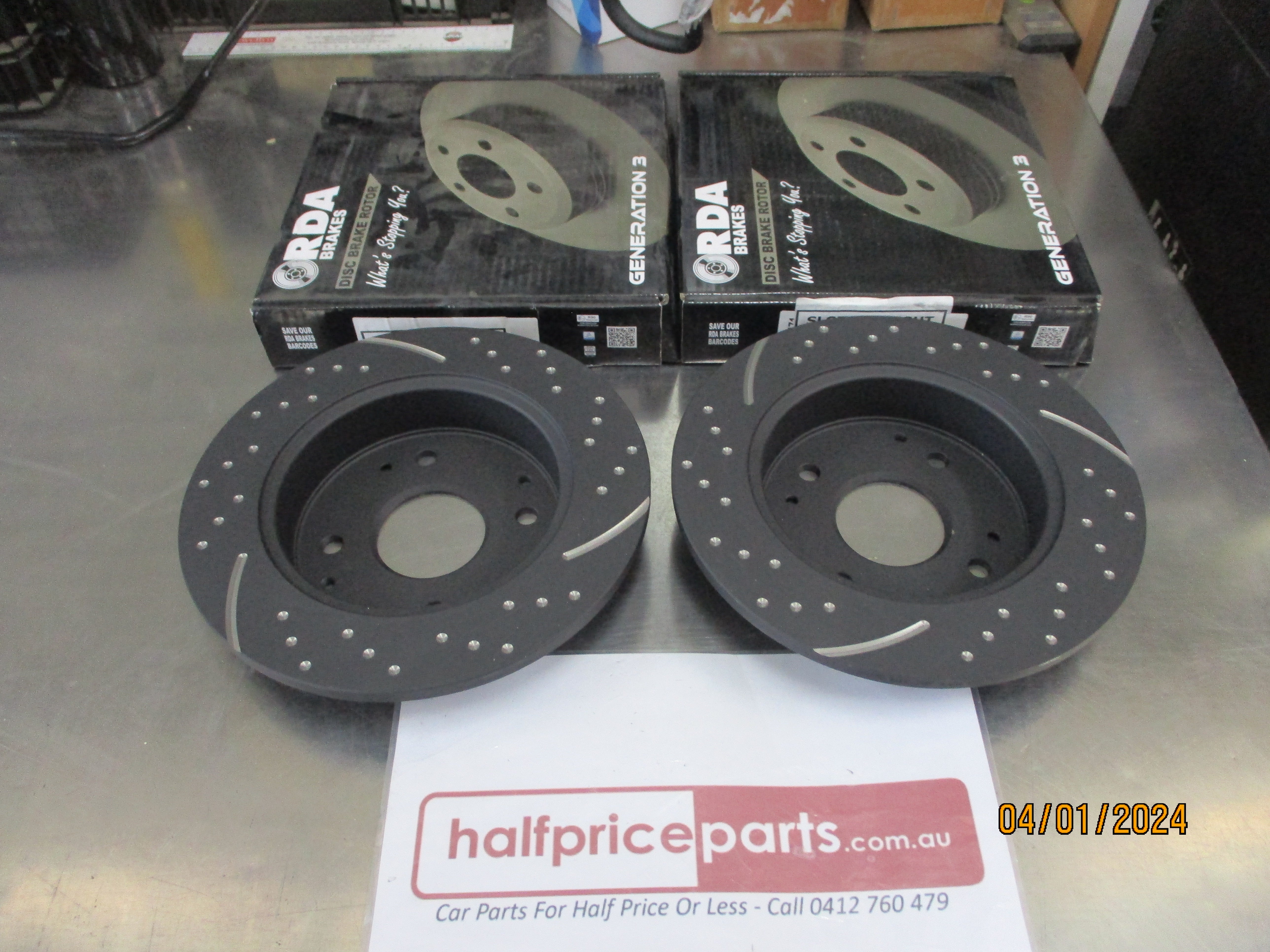 RDA Rear Disc Rotors (Pair) Slotted-Dimpled Suits Honda Accord CB/CC N ...