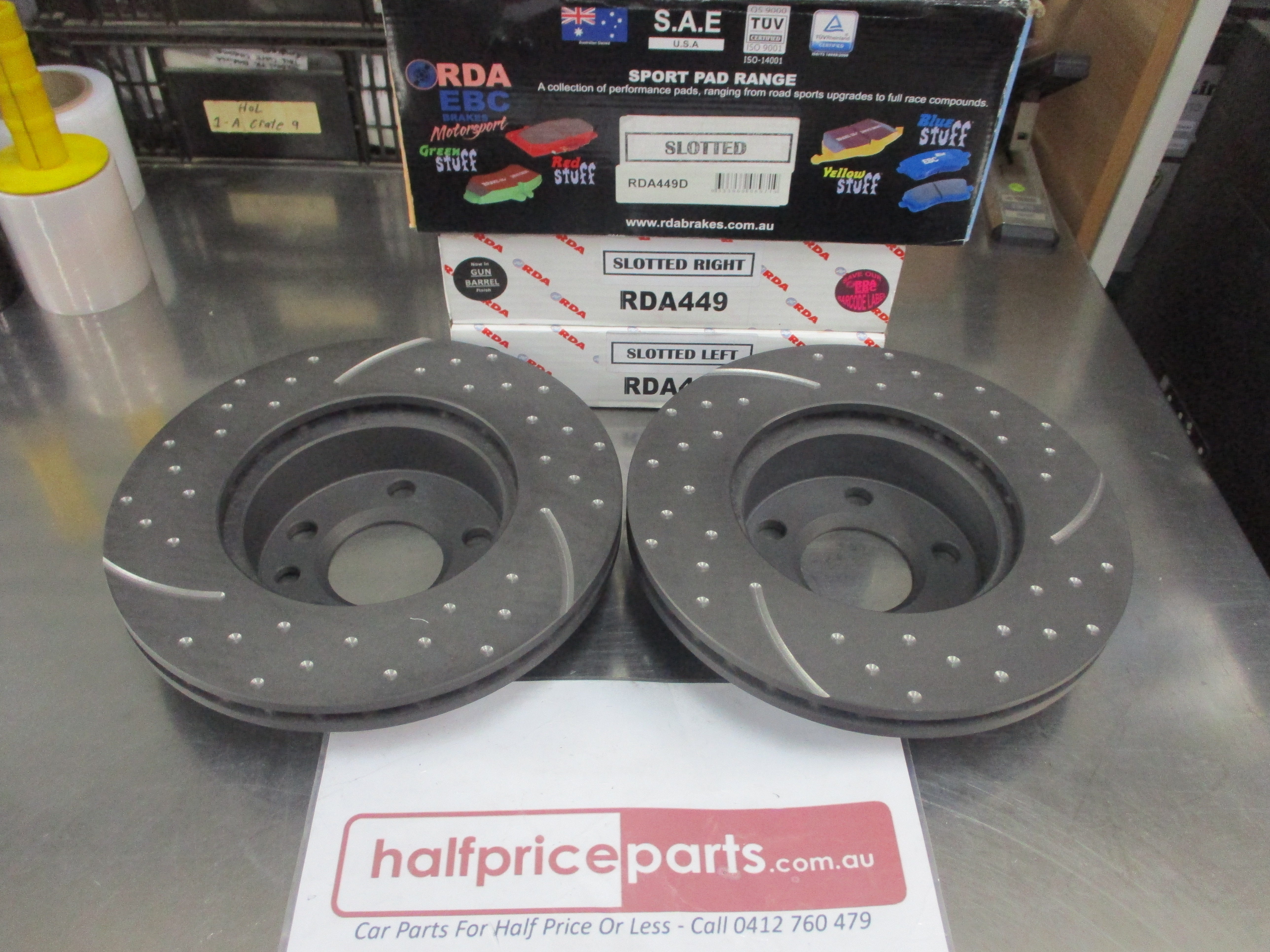 RDA Front Disc Rotors (Pair) Slotted-Dimpled Suits VW Transporter/Cara ...
