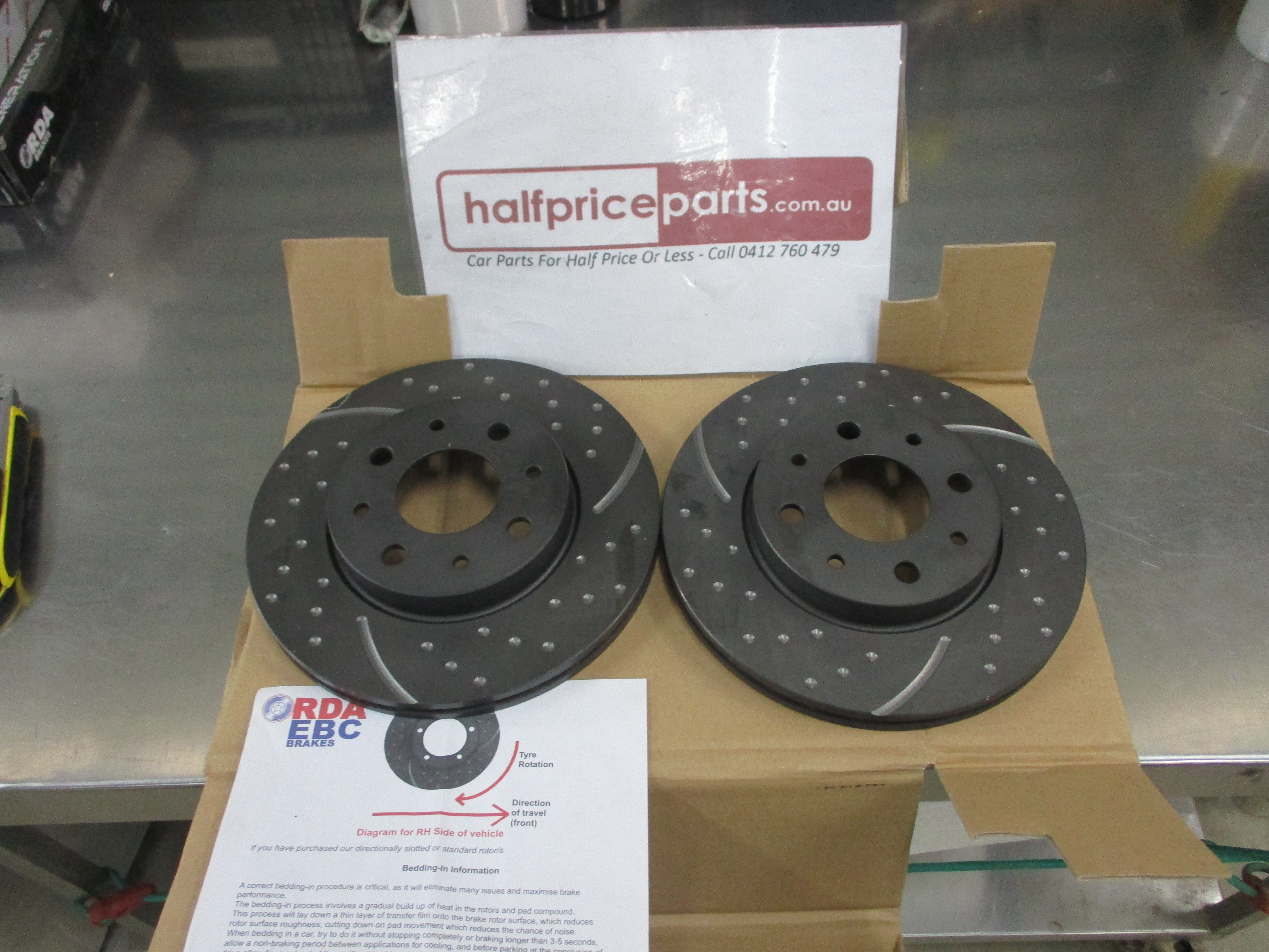 RDA Front Disc Brake Rotors (Pair) Slotted-Dimpled Suits Fiat 500 New ...