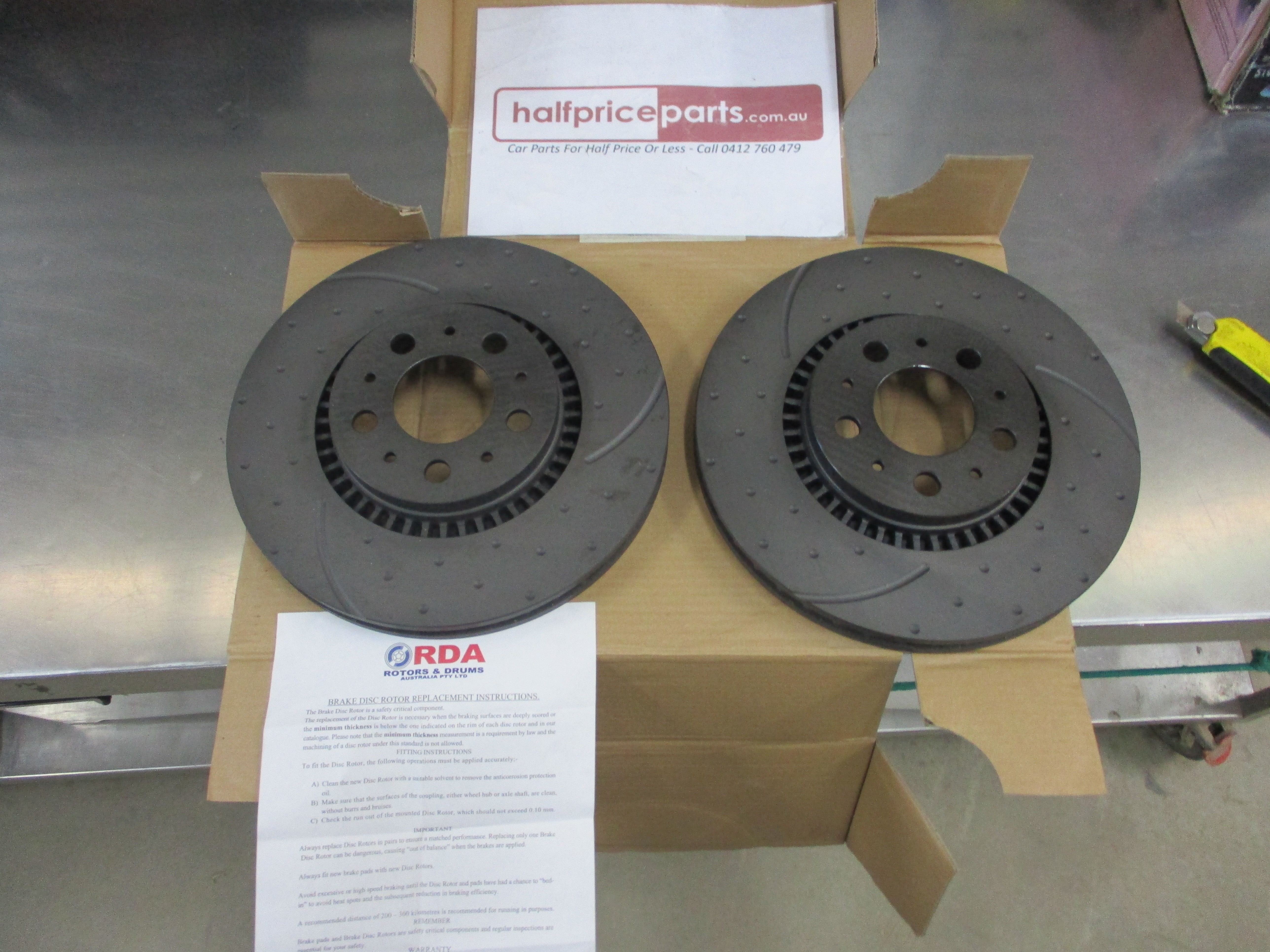 RDA Front Disc Rotors (Pair) Slotted-Dimpled Suits Volvo S80 New Part ...