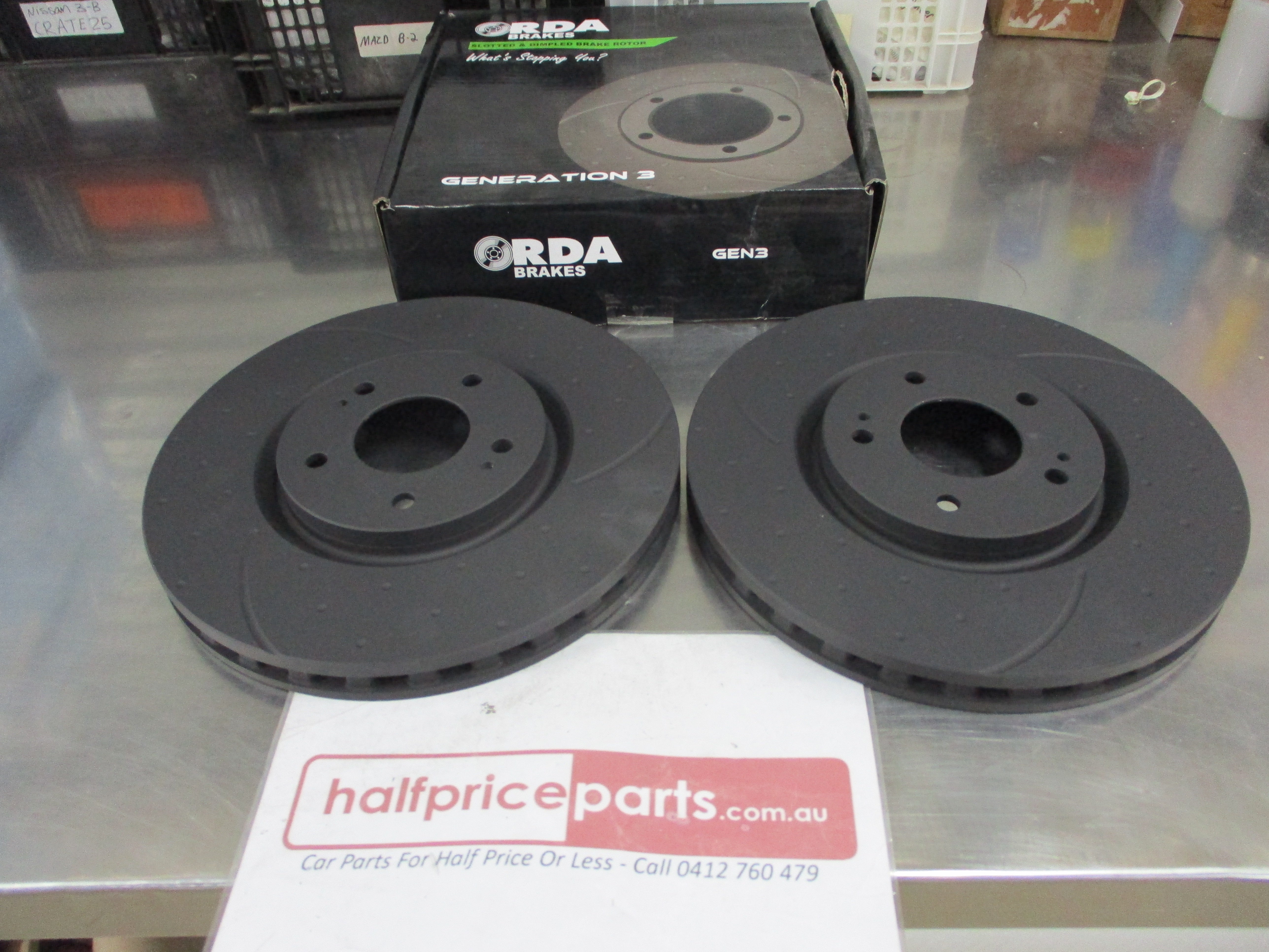 RDA Front Disc Brake Rotors (Pair) Slotted-Dimpled Suits Mitsubishi EV ...