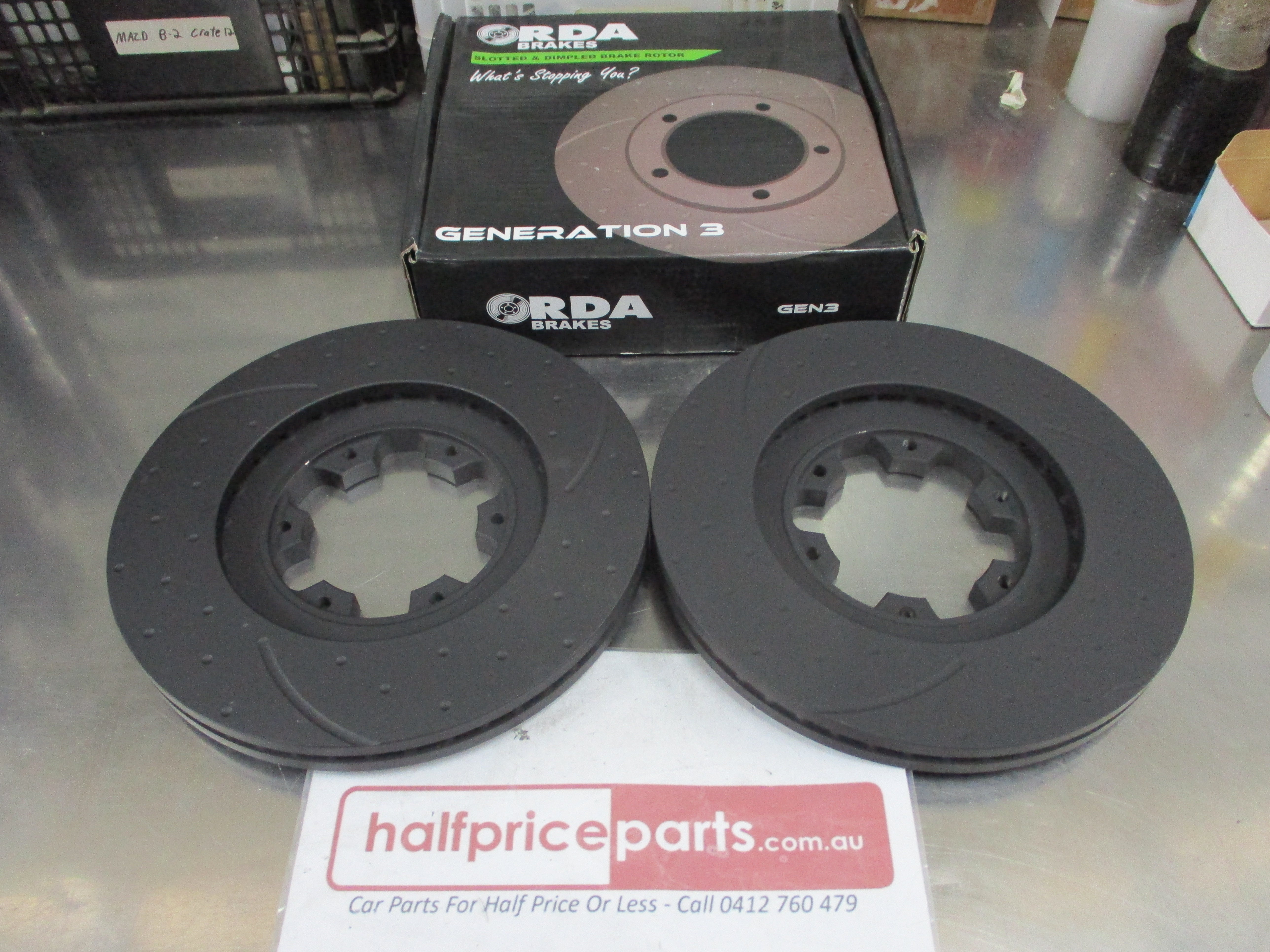 RDA Front Disc Brake Rotors (Pair) Slotted-Dimpled Suits Nissan Navara ...