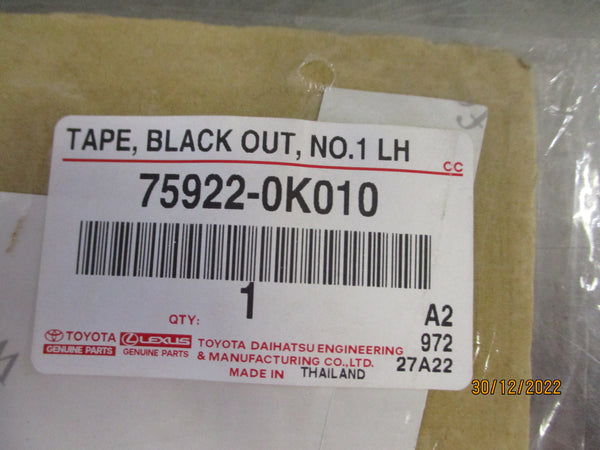Toyota Hilux Genuine Left Hand B-Pillar Black Out Tape New Part – Half ...