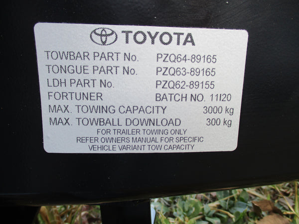 Genuine Toyota Fortuner Tow Bar Kit New Part – Half Price Parts - Car ...